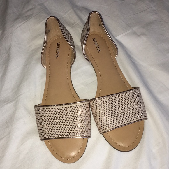 Merona | Shoes | Merona Rose Gold Sparkly Slides | Poshmark